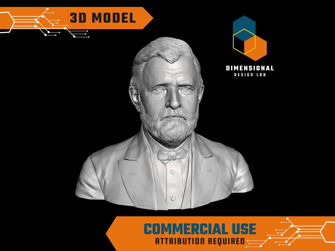 3D Model of Ulysses S. Grant - High-quality STL File for 3D Printing ...