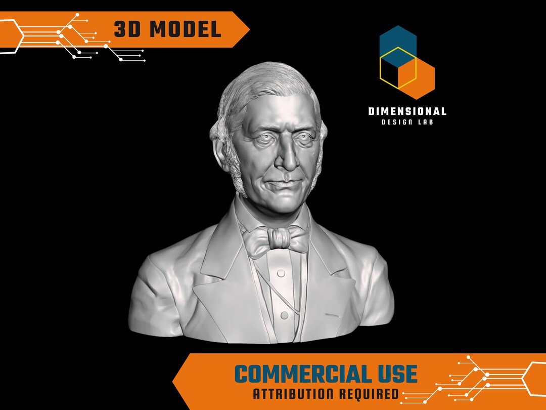 3D Model of Ralph Waldo Emerson High-quality STL File for 3D Printing ...