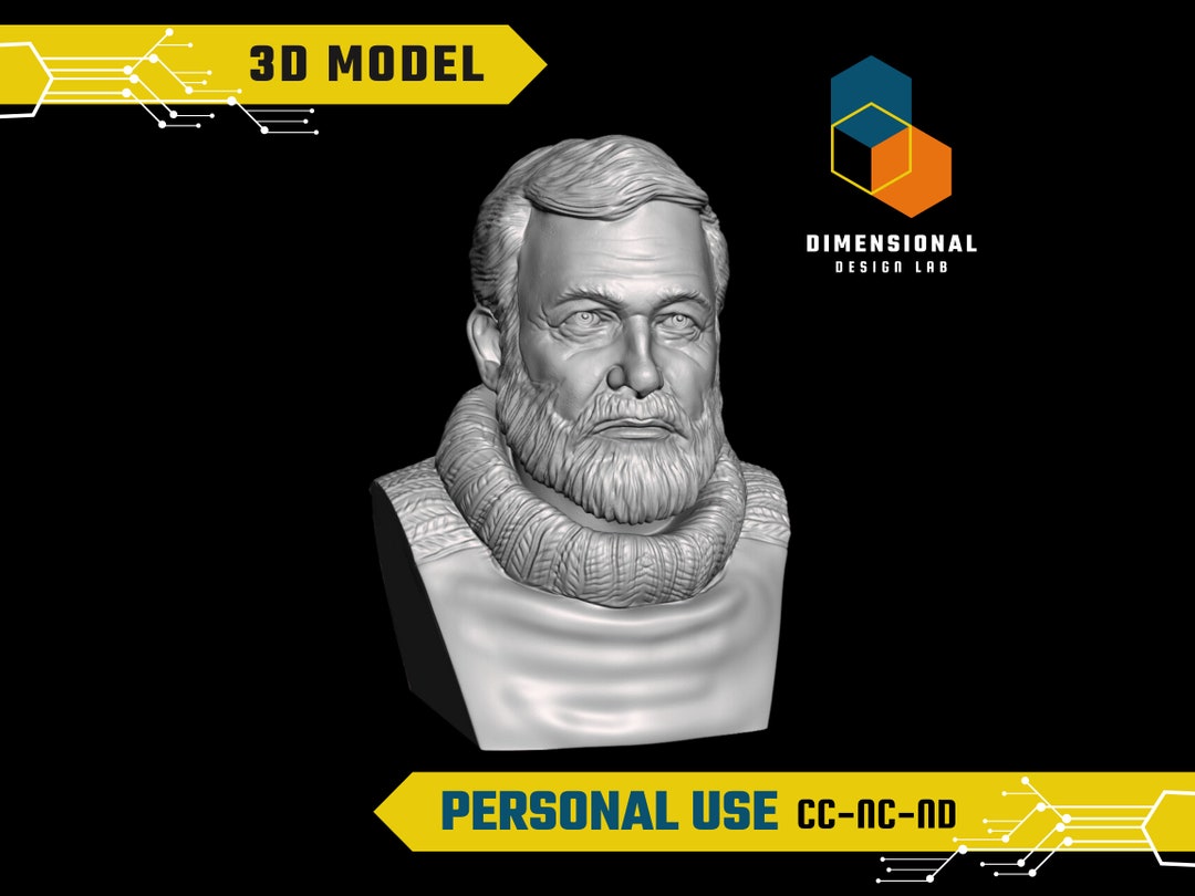 3D Model of Ernest Hemingway - High-quality STL File for 3D Printing ...