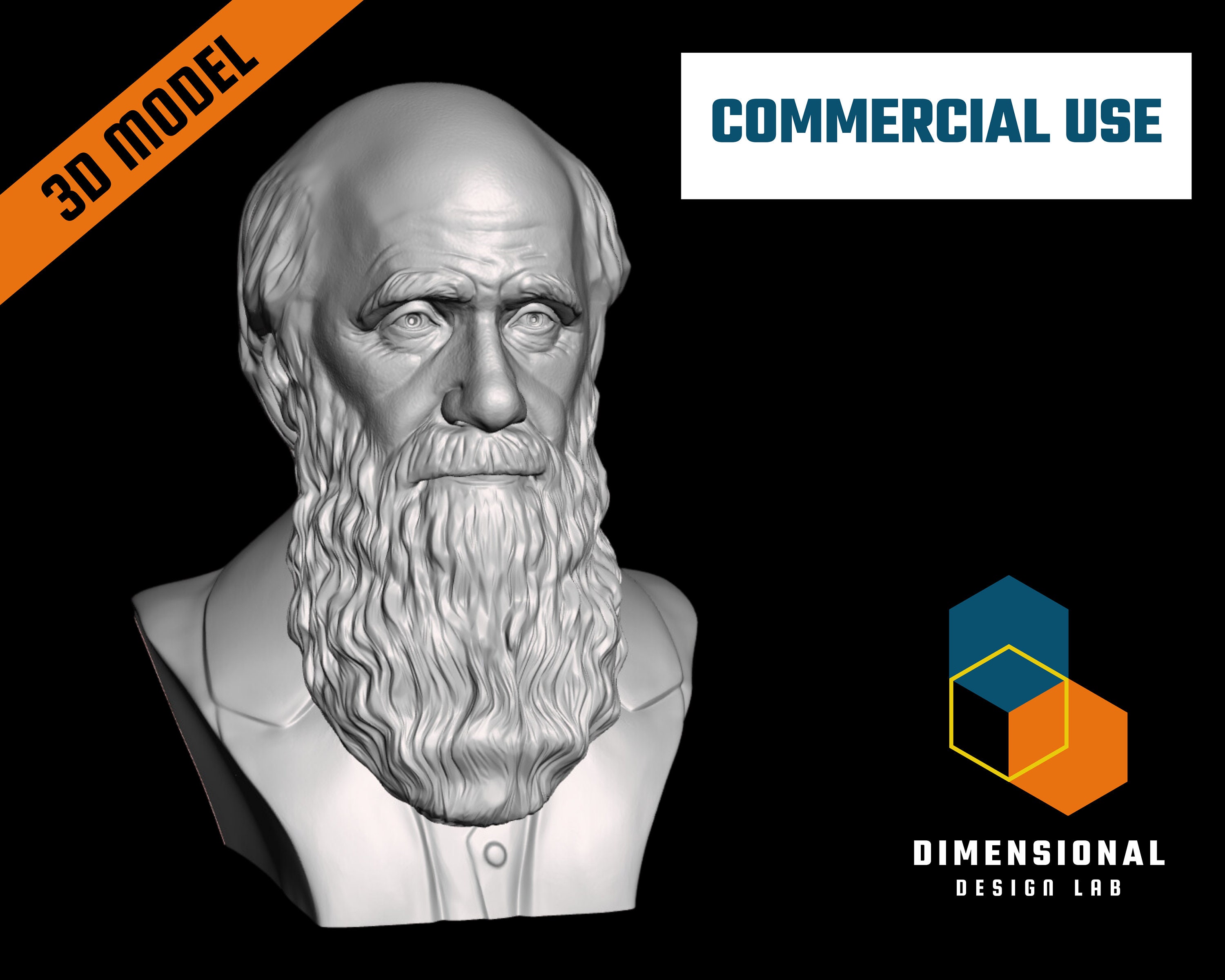 3D Model of Charles Darwin High-quality STL File for 3D - Etsy