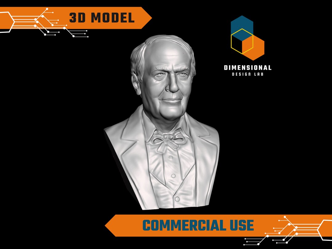 3D Model of Thomas Edison - High-quality STL File for 3D Printing ...