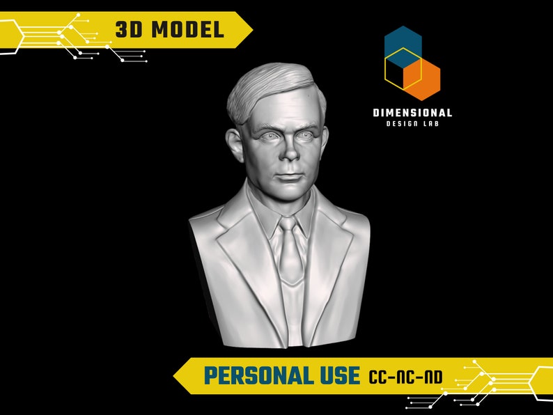 3D Model of Alan Turing High-quality STL File for (Download Now) - Etsy