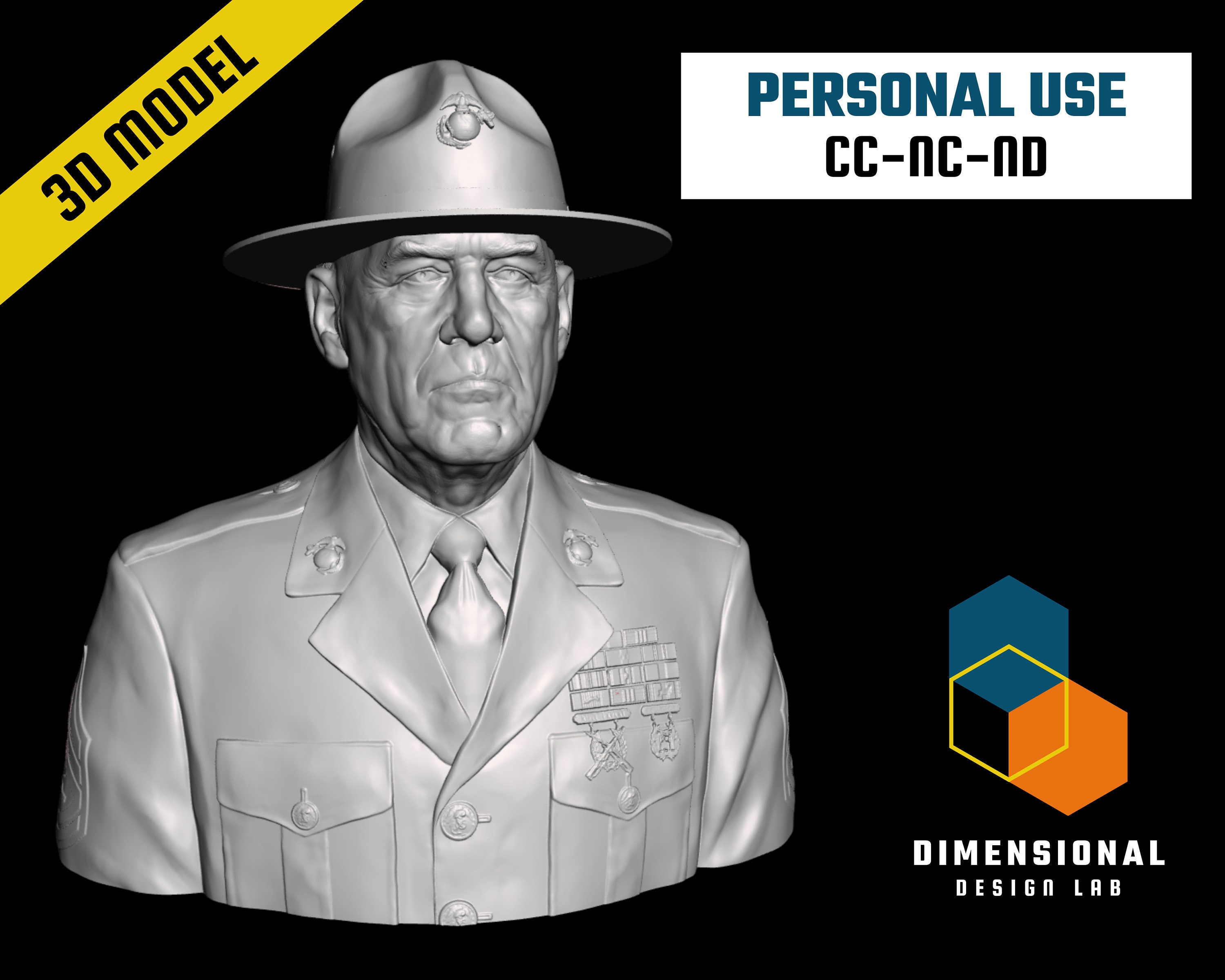 3D Model of R. Lee Ermey High-quality STL File for 3D - Etsy