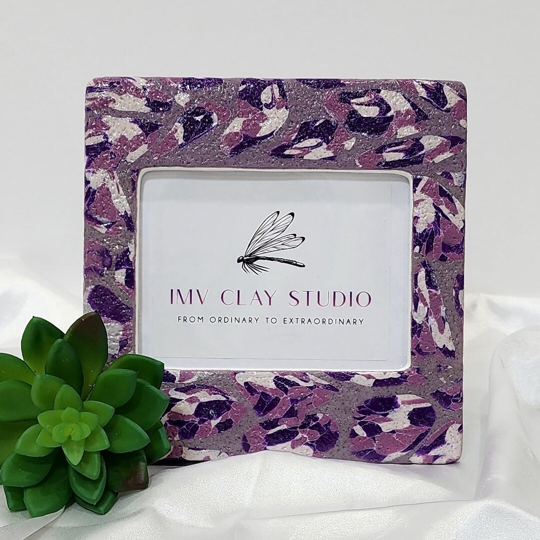 Ceramic Purple Picture Frame, Table Photo Display, Landscape Image ...