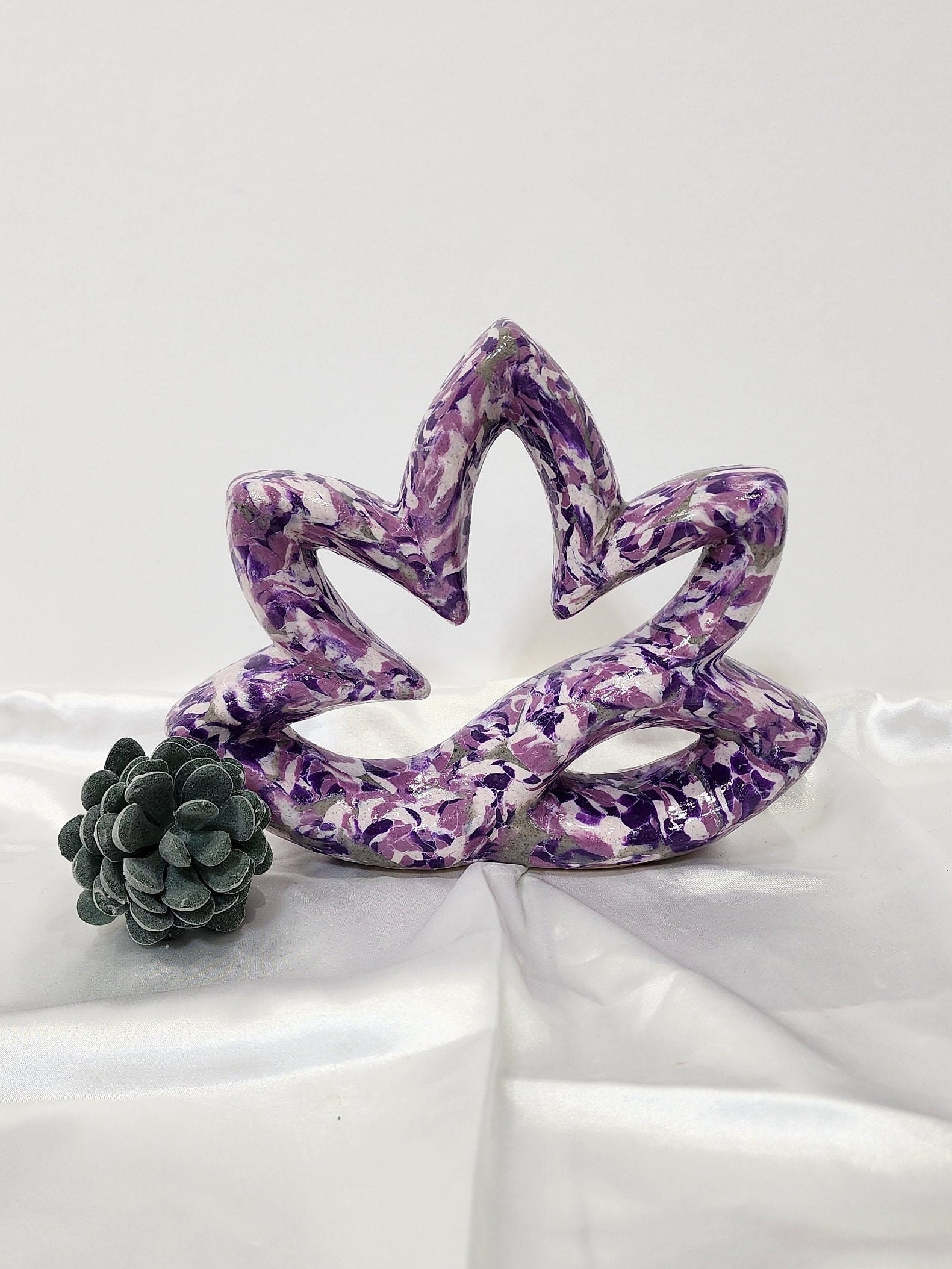 Ceramic Infinity Lotus Statue, Healing Flower Sculpture, Purple Yoga ...