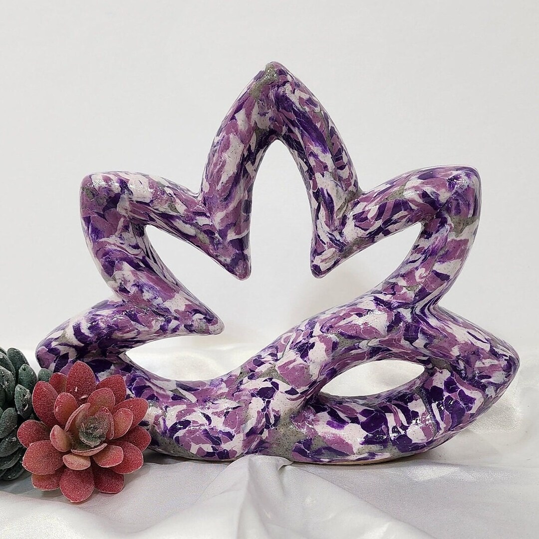 Ceramic Infinity Lotus Statue, Healing Flower Sculpture, Purple Yoga ...