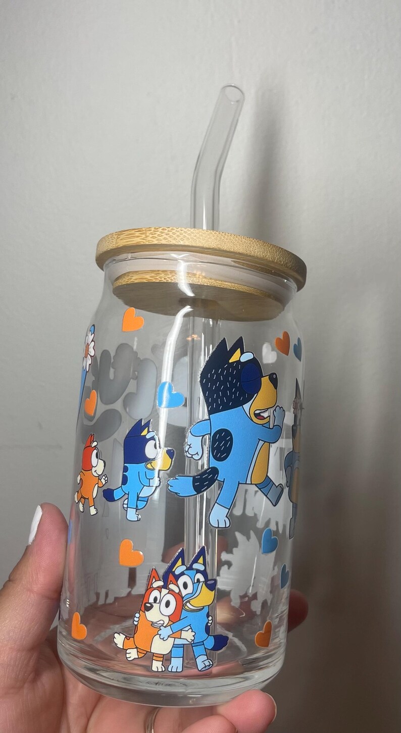Bluey Glass Can Cup L Bluey L Glass Can Cup L UV-DTF L - Etsy