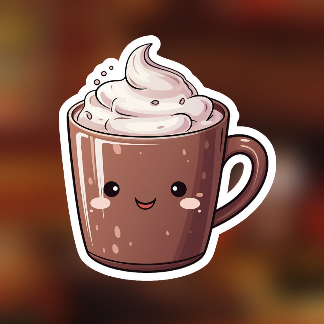Cozy Cartoon Hot Chocolate Sticker, Minimalist Design, Custom Vinyl ...