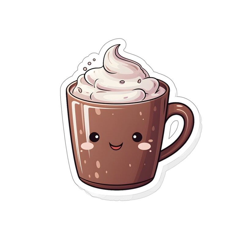 Cozy Cartoon Hot Chocolate Sticker, Minimalist Design, Custom Vinyl ...