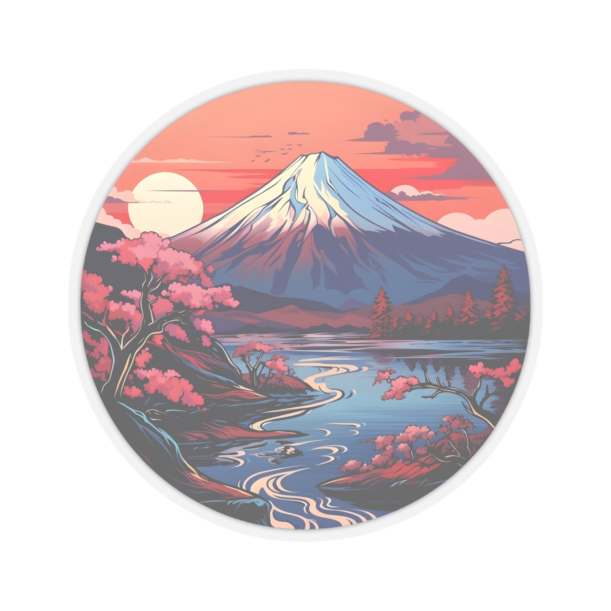 Mount Fuji Sunrise Japan Landscape Sticker Waterproof Vinyl Decal ...