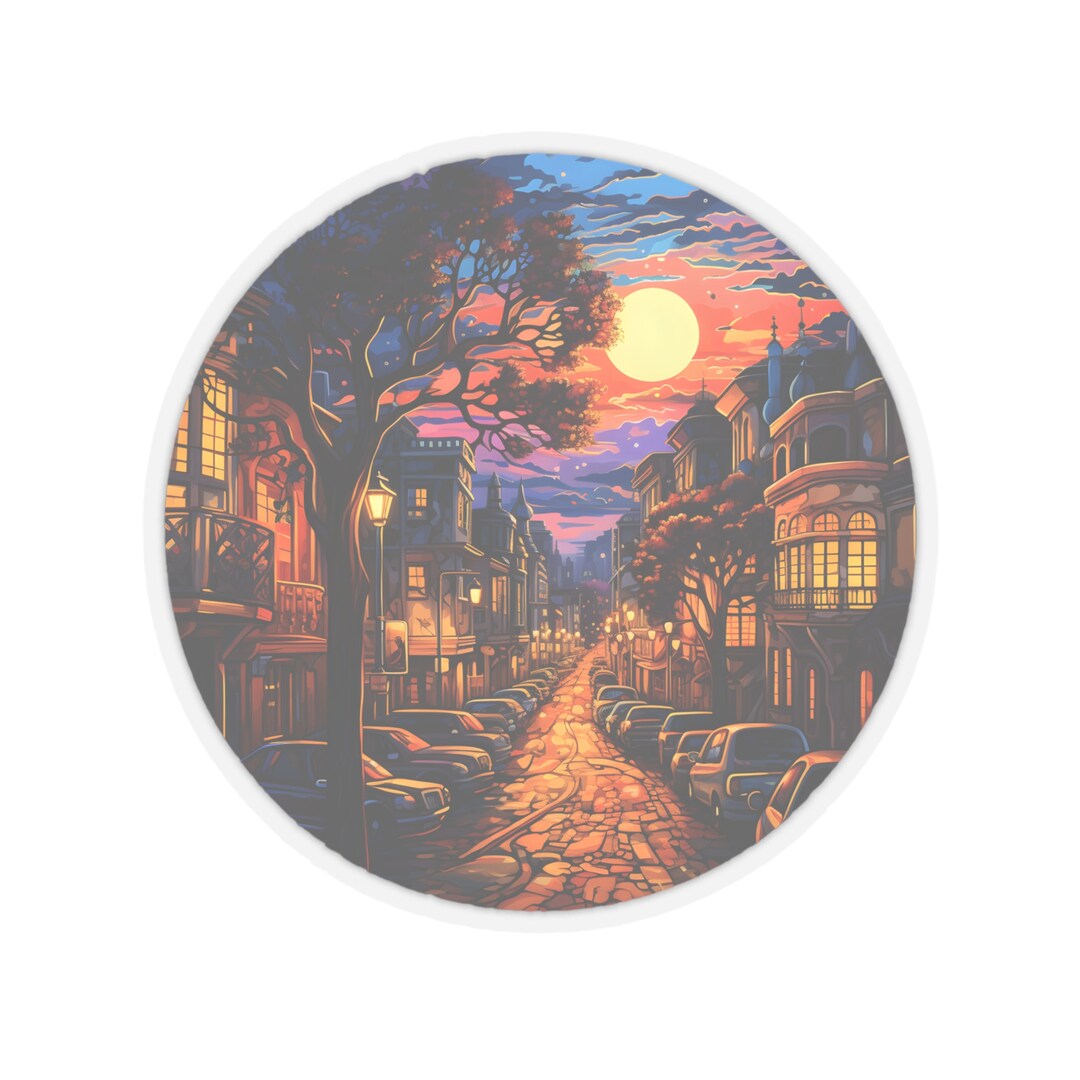 Manila Philippines Night Street Scene Vinyl Sticker Decal, Bustling ...