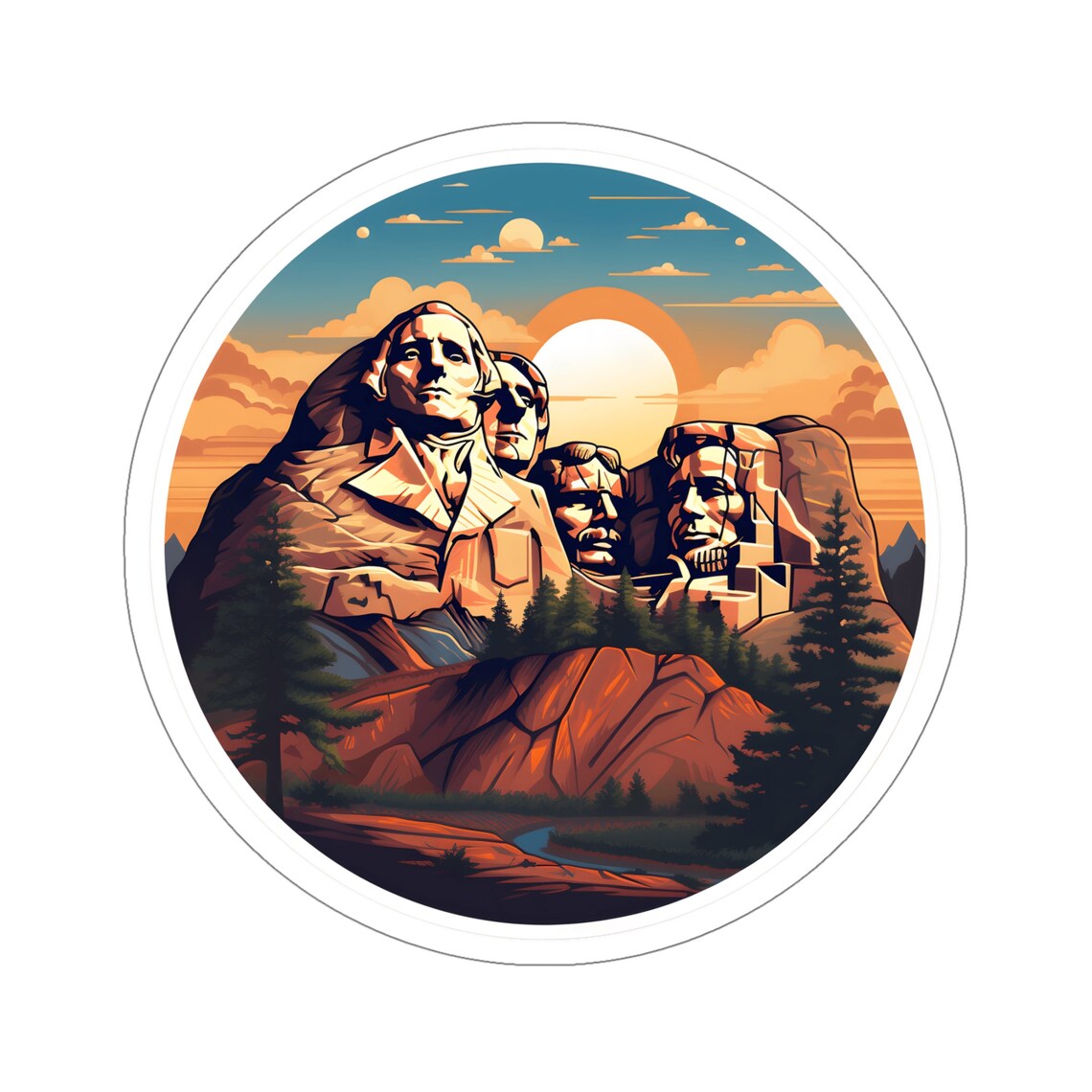Mount Rushmore National Memorial Landscape Sticker Majestic Landmarks ...