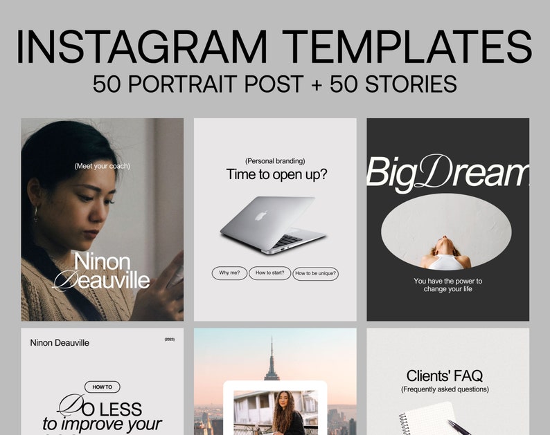 Rectangle Instagram Templates for Social Media Manager, Business Coach ...