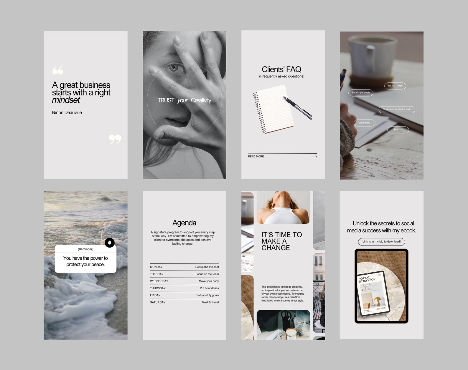 Rectangle Instagram Templates for Social Media Manager, Business Coach ...