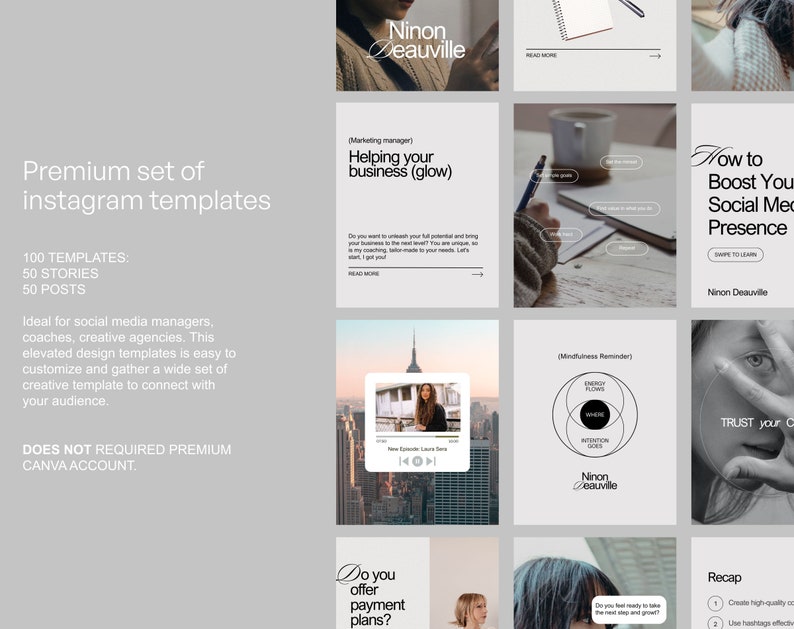 Rectangle Instagram Templates for Social Media Manager, Business Coach ...