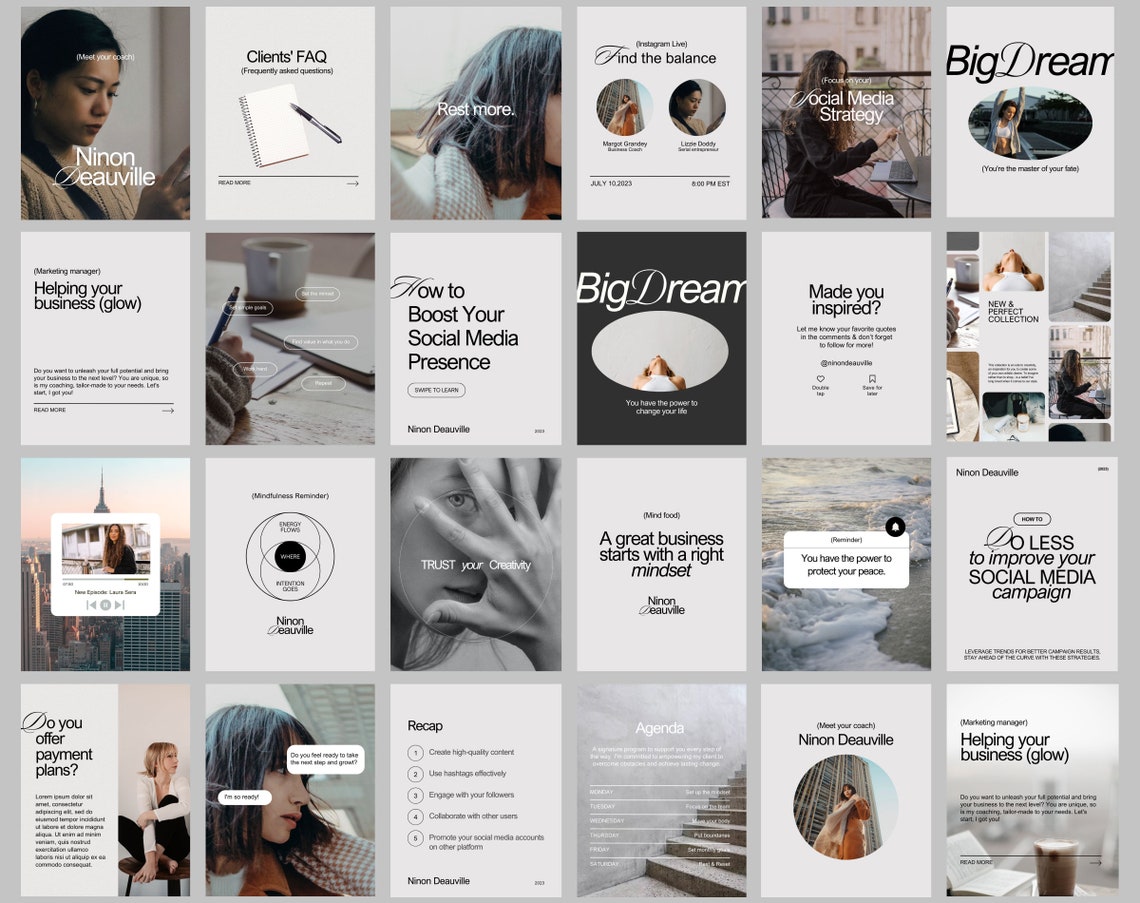 Rectangle Instagram Templates for Social Media Manager, Business Coach ...