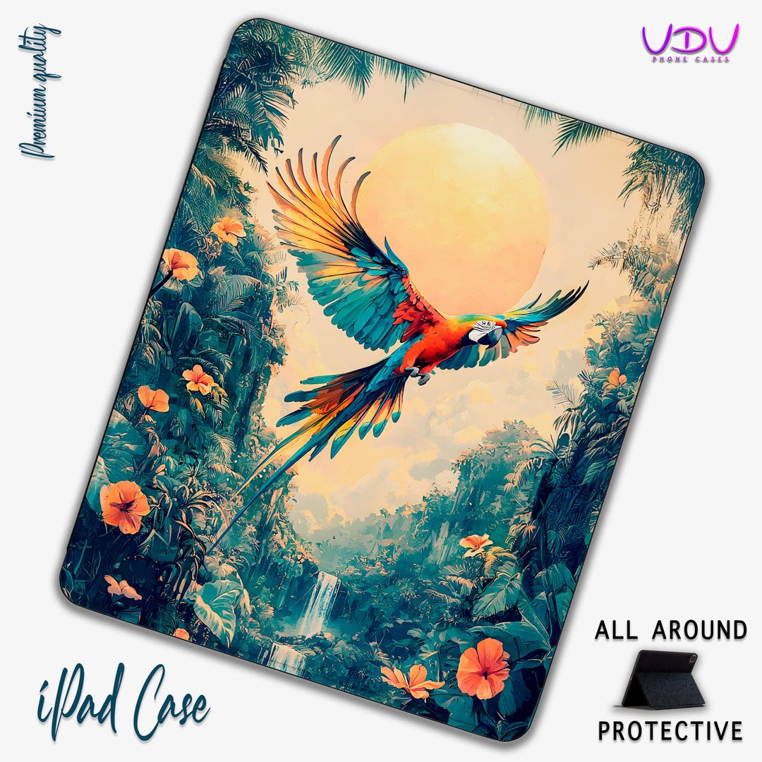 Parrot Jungle iPad Case Henri Rousseau Tropical Bird Cover, iPad Air ...