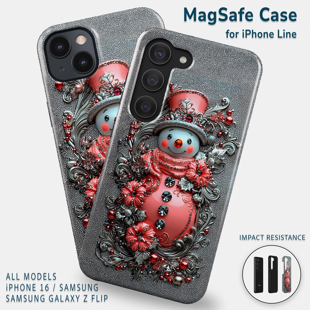 3D Pink Snowman Christmas Phone Case, Festive Holiday Phone 16 Cover ...