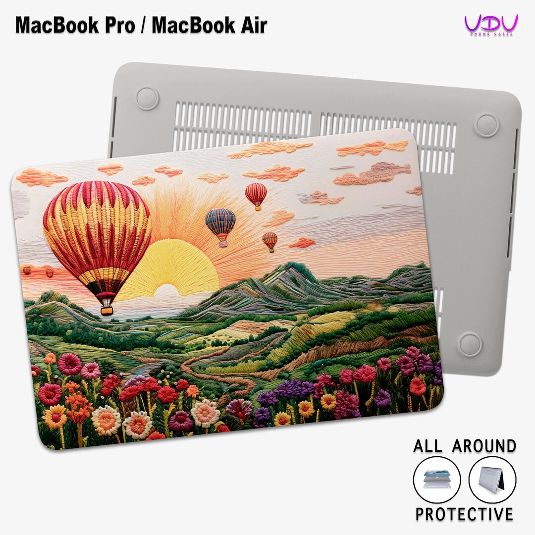 Embroidered Air Balloon MacBook Case, Colorful Flying Balloons Cover ...
