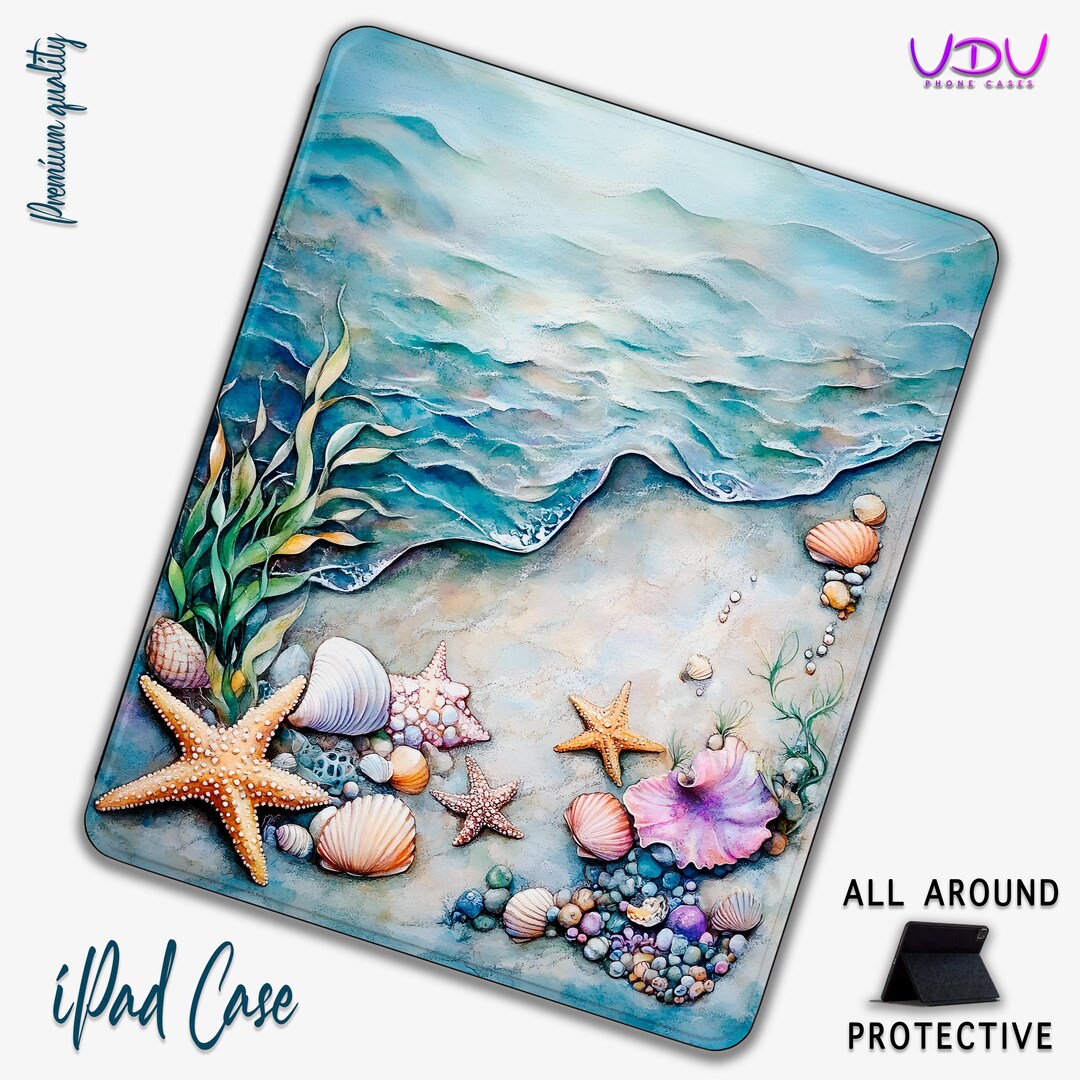 Ocean Beach Seashell iPad Case | Coastal Art Cover for iPad Pro 12.9 ...