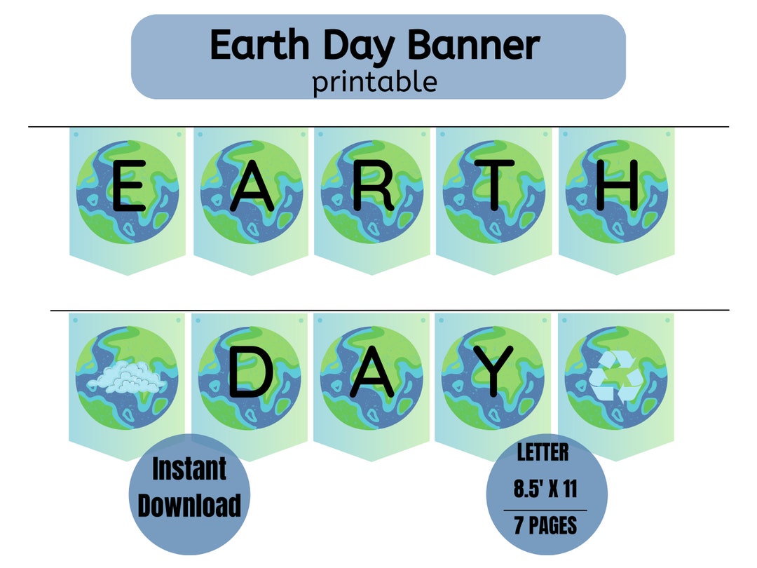 Earth Day Printable Banner | Earth Day Party | Celebration | Instant ...