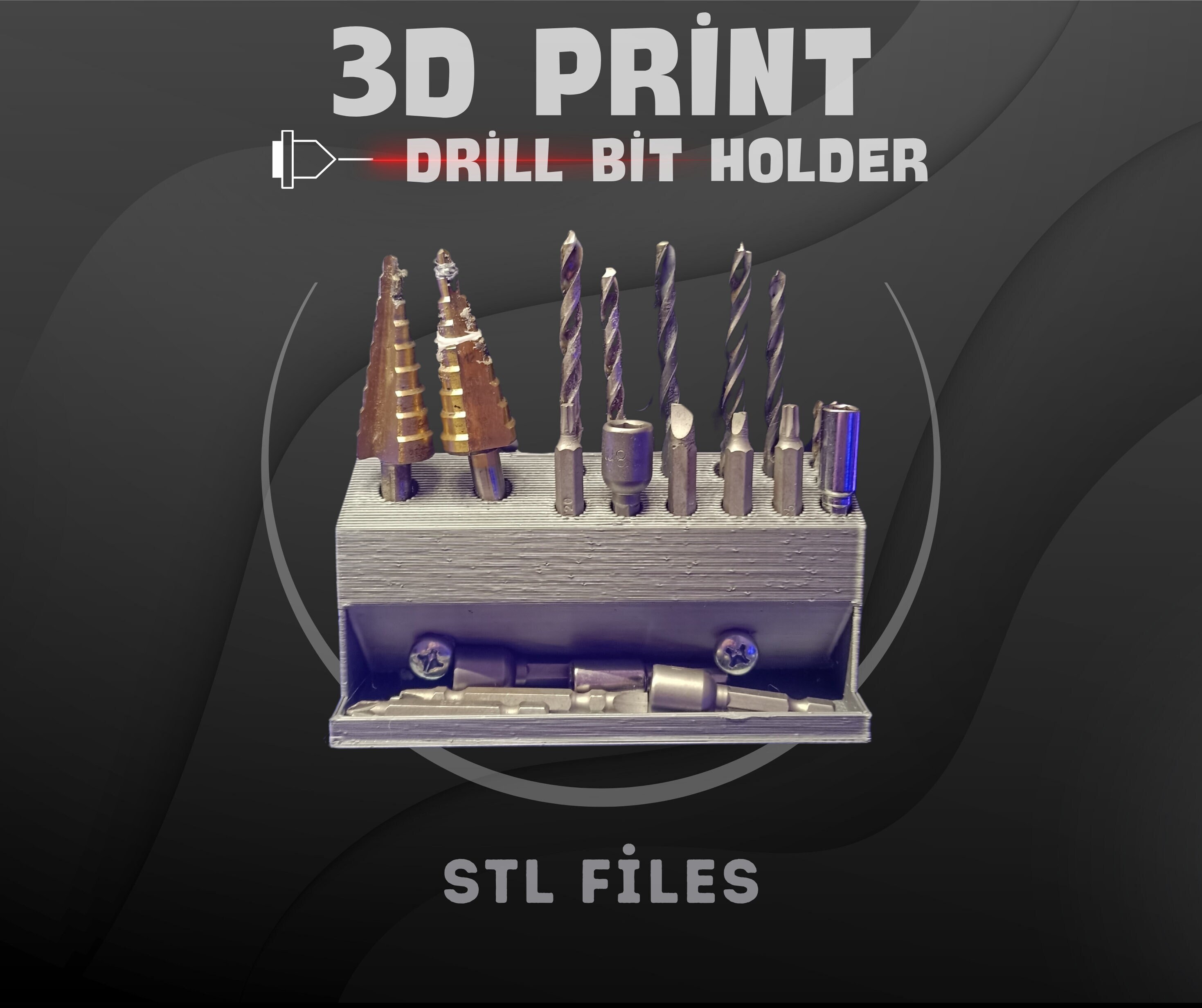 Drill Bit Holder, Diy, Wall Hanging Bracket, 3d Print Drill Bit Holder ...