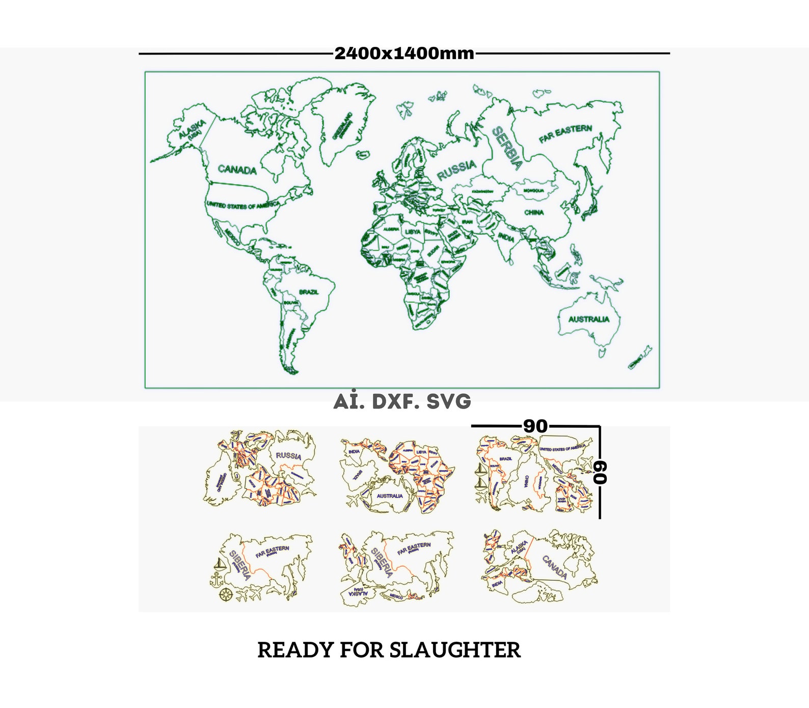 Layered World Map Laser Cut File, English (digital Download) - Etsy