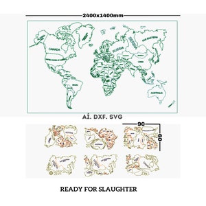 World Map Laser Cut File, Drawing Ready for Laser Cutting, Map is in ...