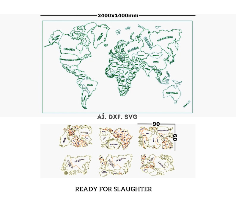 Layered World Map Laser Cut File, English (digital Download) - Etsy