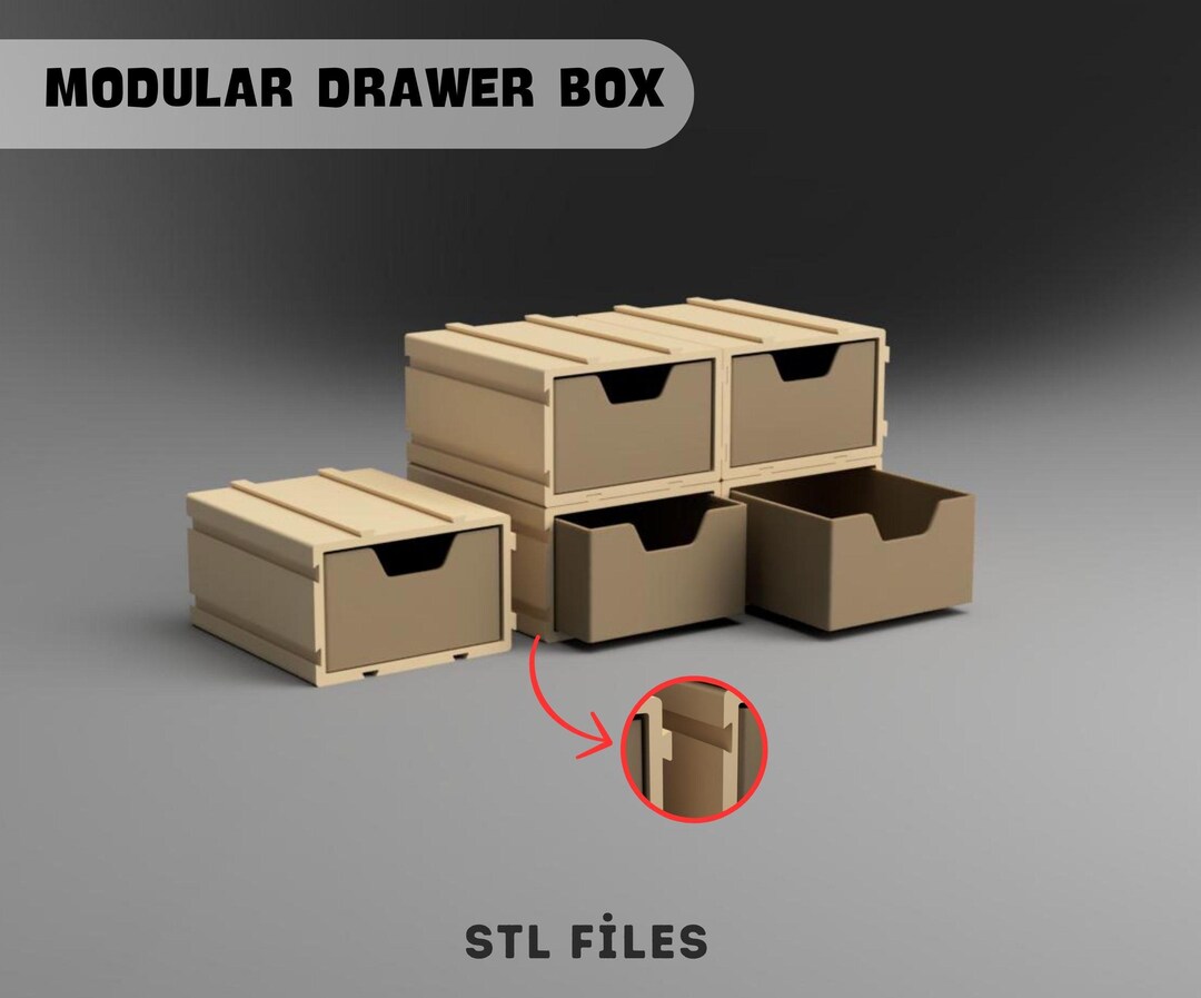 Modular Drawer Box STL File, 3D Printer Design - Etsy