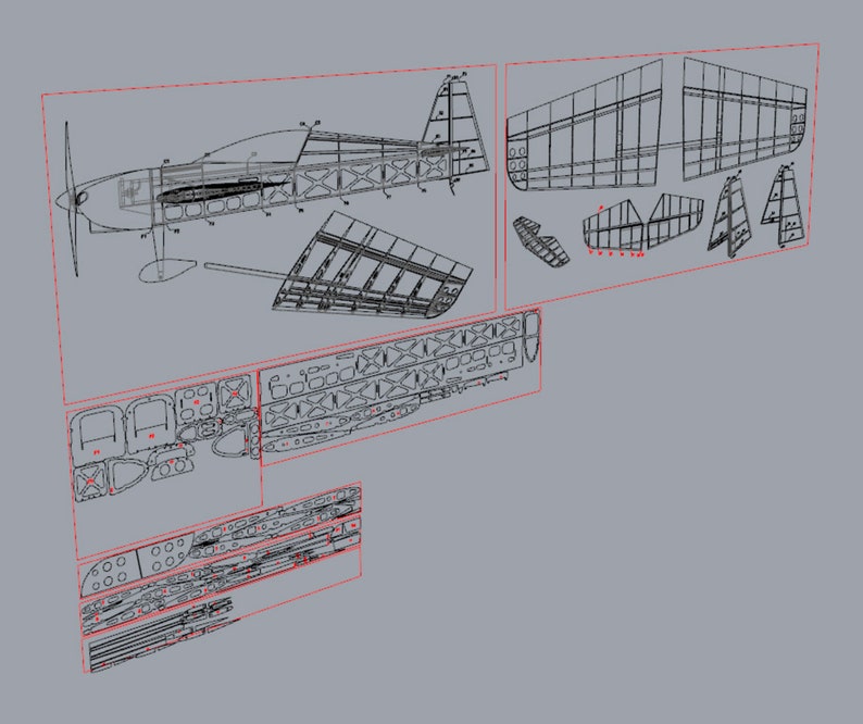 Rc Model Laser Cut Extra 300 Plane Files Digital Download Drawing Ai ...