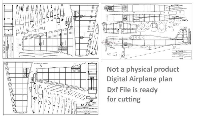Airplane Rc P51-B Laser Cut File Digital Download Drawing Dxf - Etsy ...