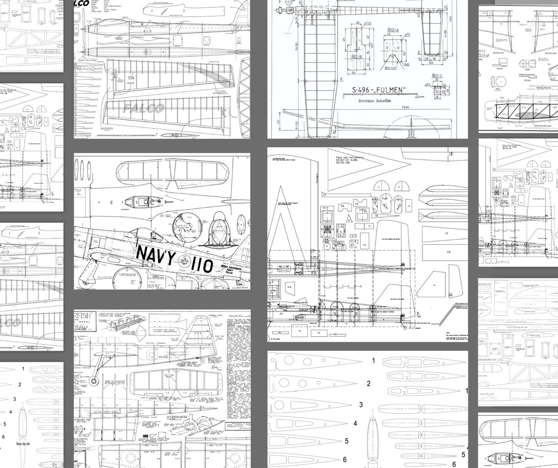 Airplane Plan 10 Pcs Package Plan Rc Model Airplane Digital Download ...