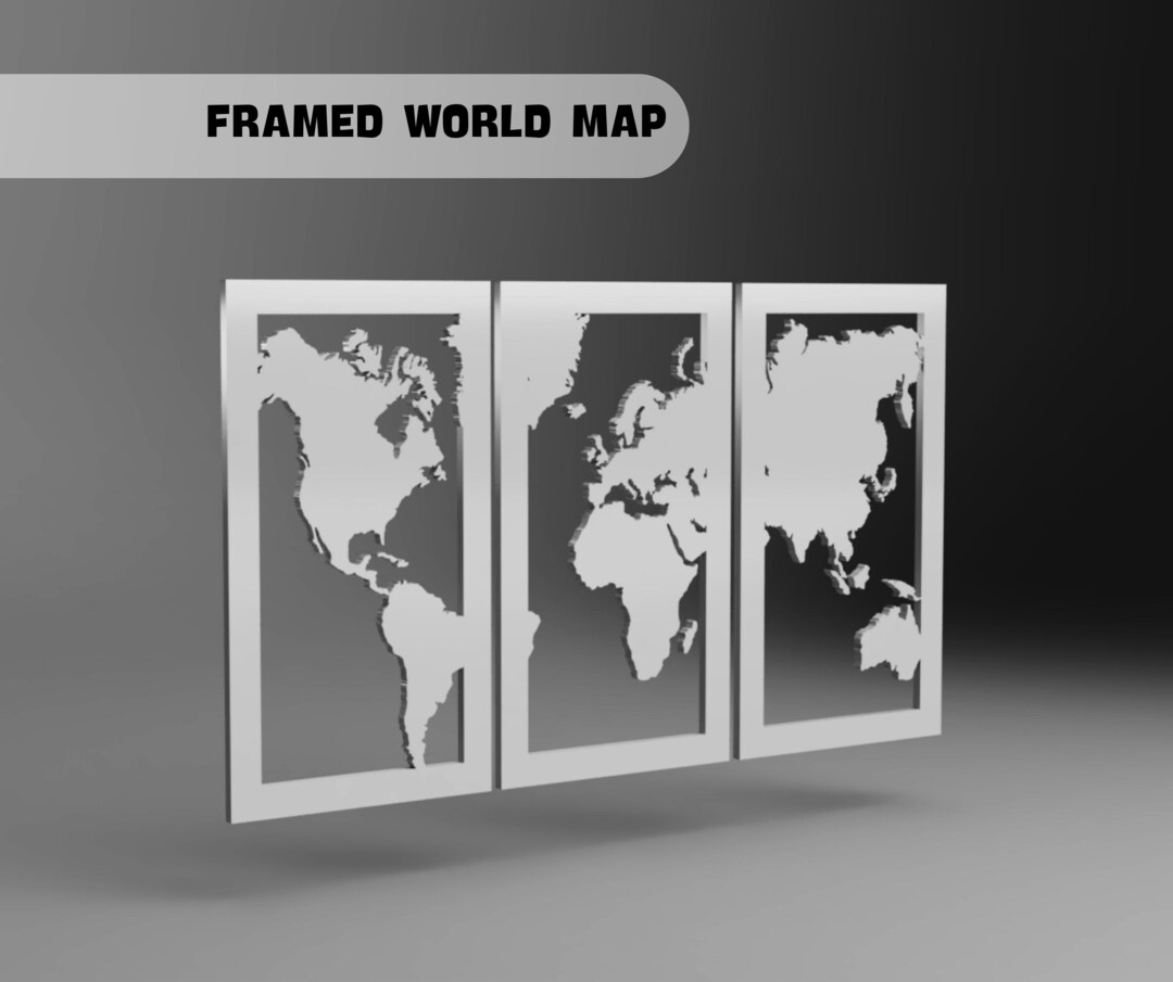 World Map, Metal World Map, Laser Cut Files, Digital Cutting File, DXF ...