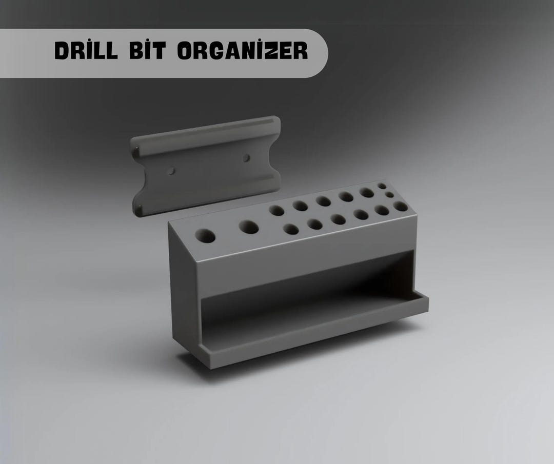 Drill Bit Organizer, Wall Hanging Bracket, 3d Print Drill Bit Holder ...