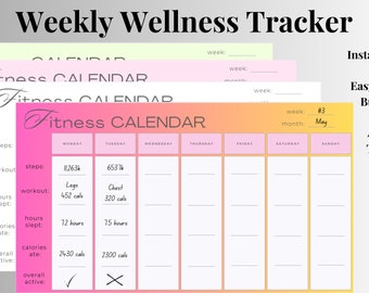 Weekly Fitness Tracker A4 Printable Physically Fit and Healthy - Etsy