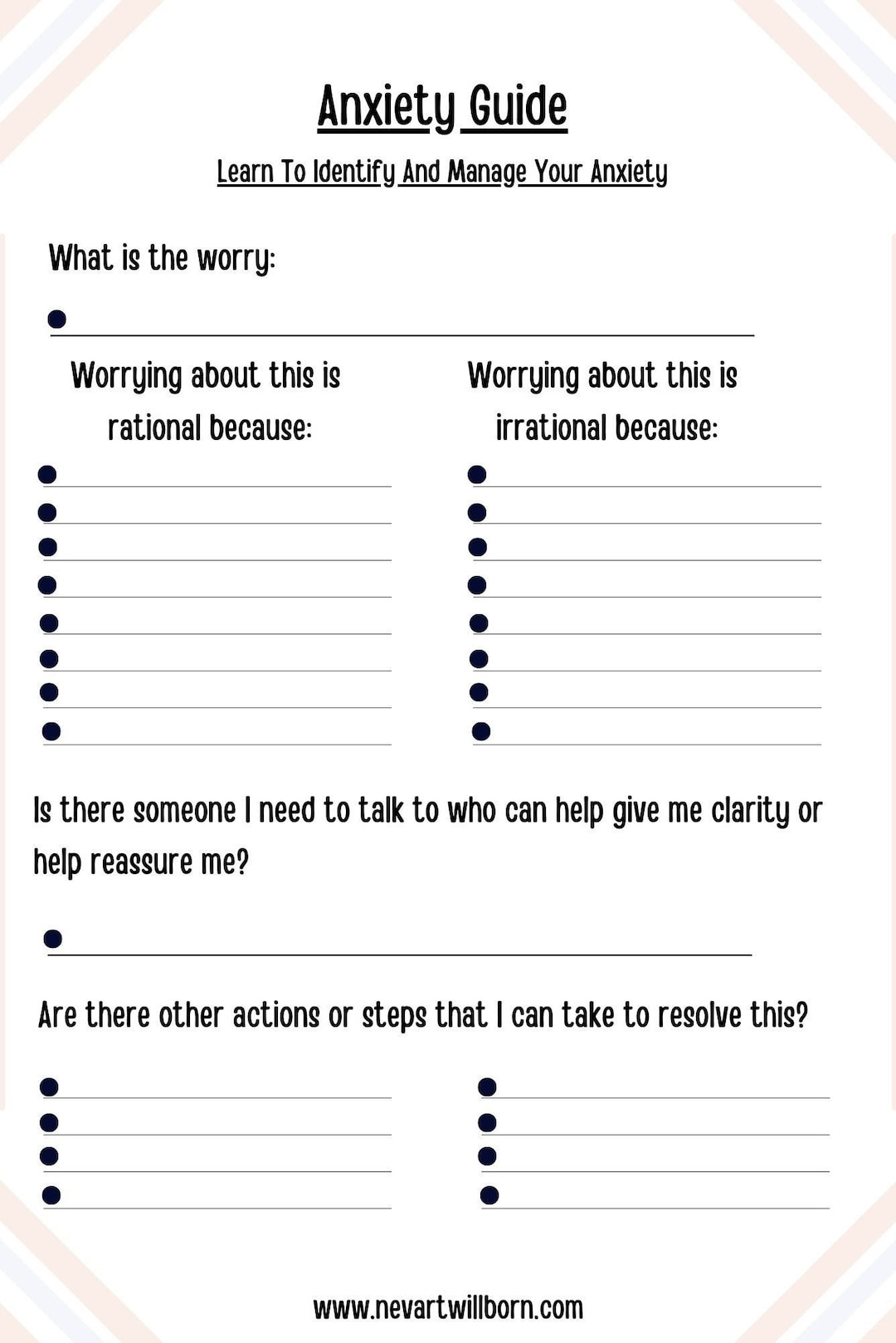 Anxiety Management Handout - Etsy