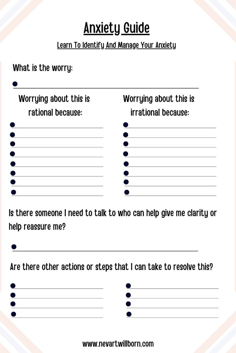 Anxiety Management Handout - Etsy