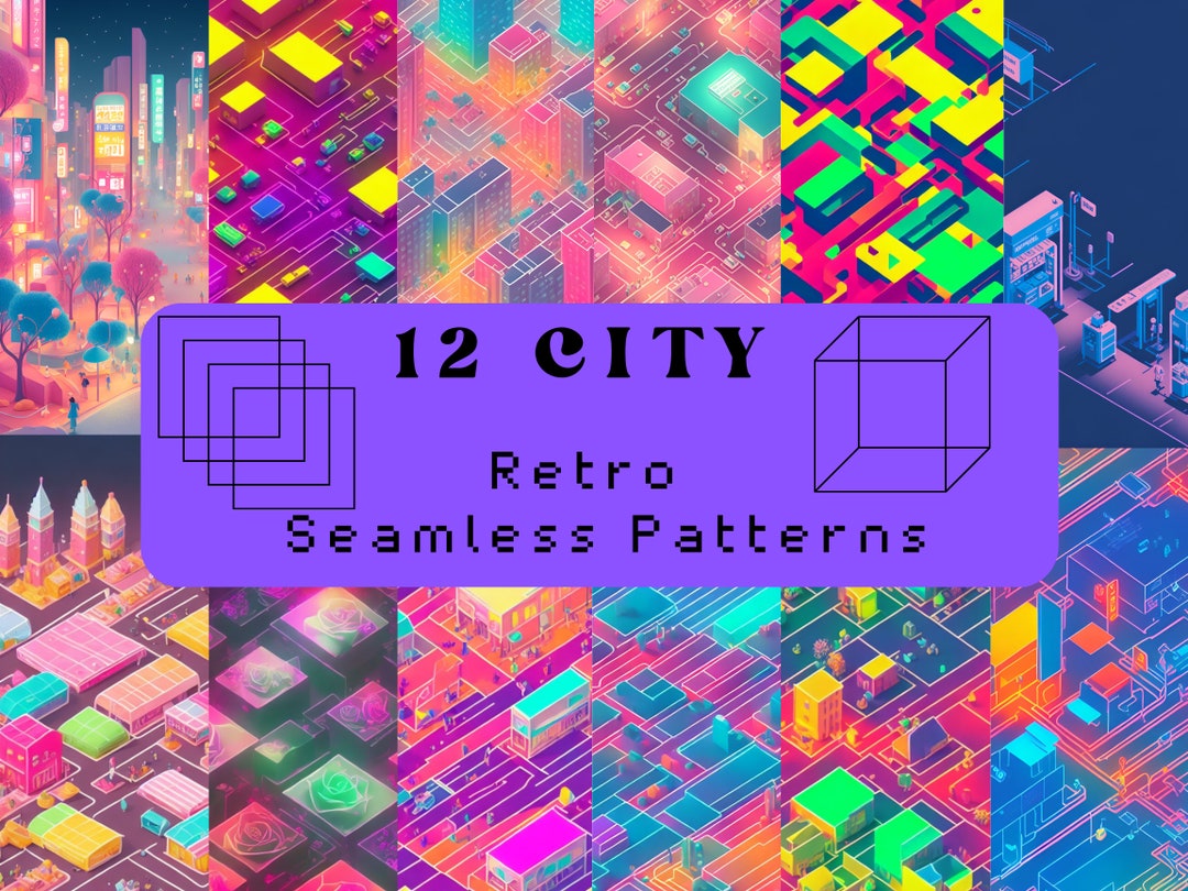 Retro City Digital Paper Set (12) - Etsy