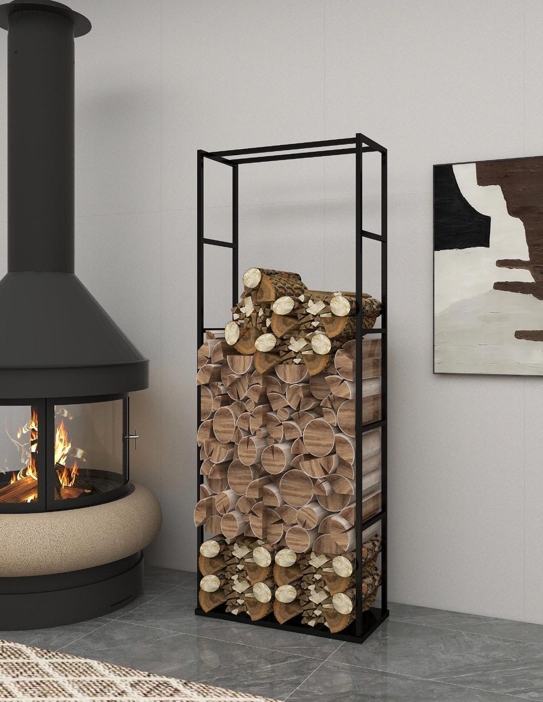 Stylish Indoor Firewood Rack , Metal Firewood Holder ,indoor Firewood ...