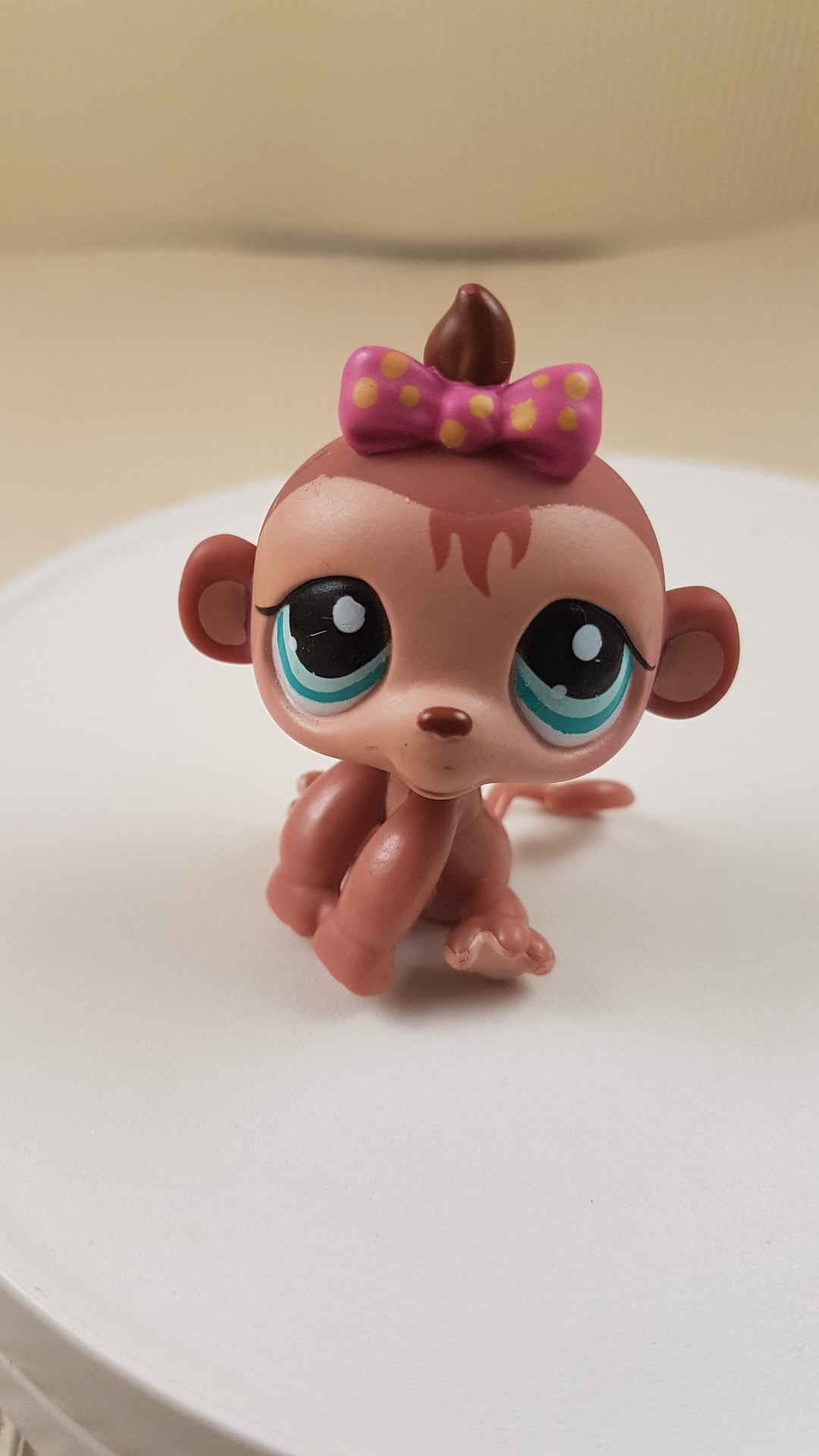Littlest Pet Shop Brown Monkey Pink Polka Dot Bow 1422 LPS Hasbro - Etsy