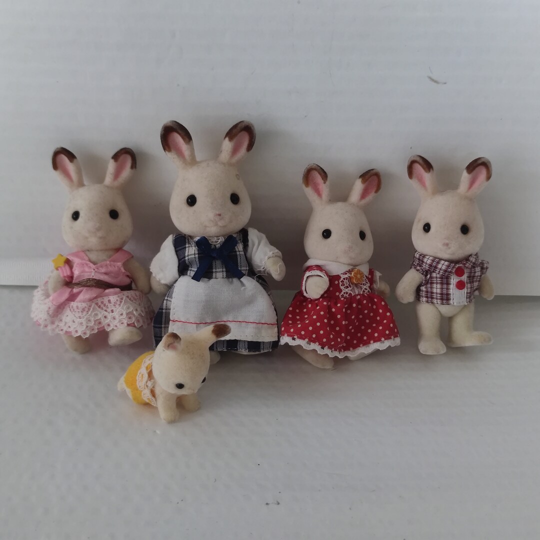 Vintage Calico Critters Hopscotch Chocolate Rabbit Family of 5 ...