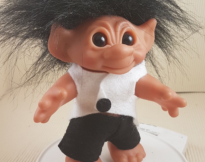 Vintage Authentic Thomas Dam Troll Doll, Black Hair, Made in Denmark ...