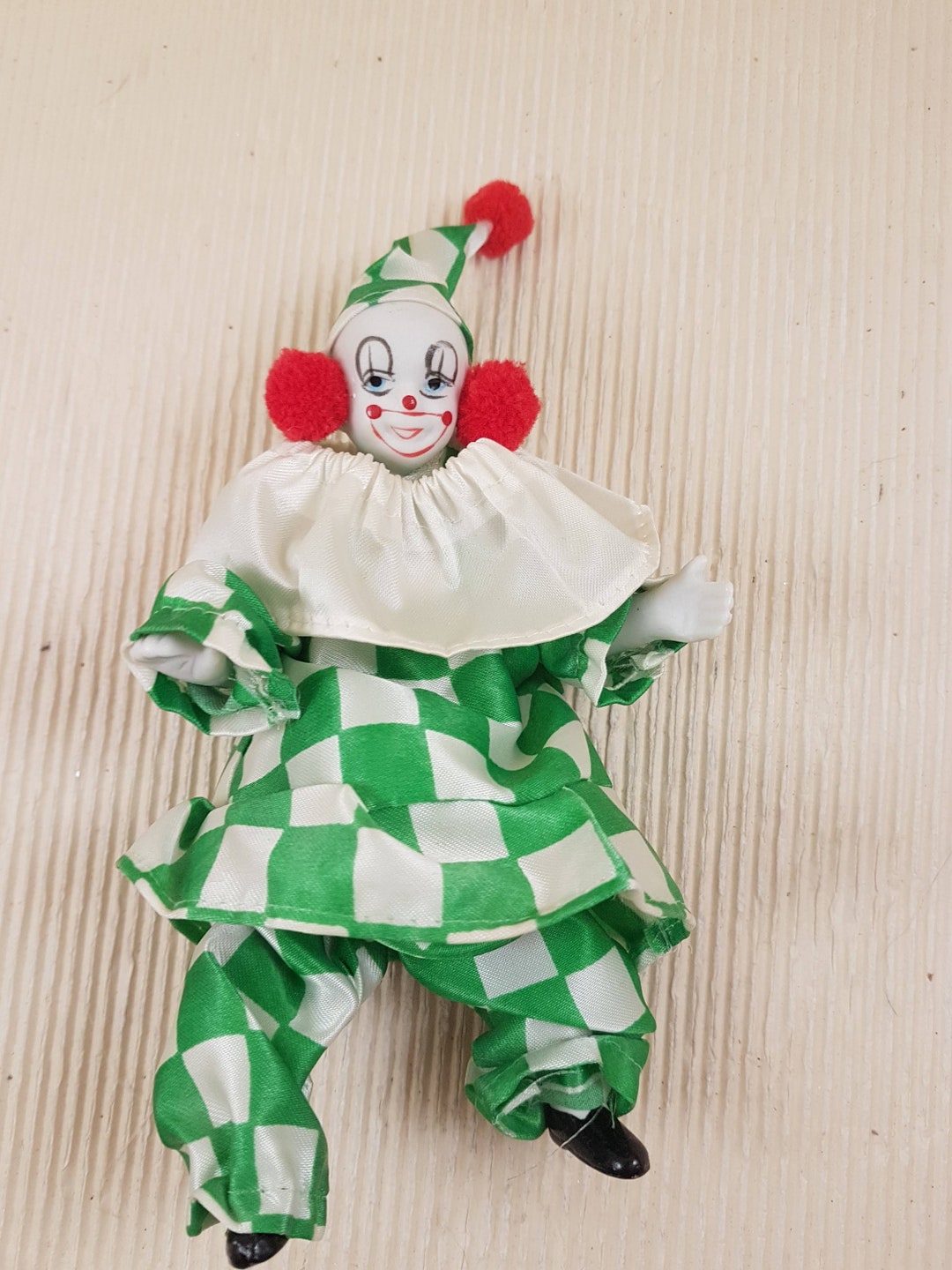 Vintage Porcelain Mini Clown Colorful Doll - Etsy