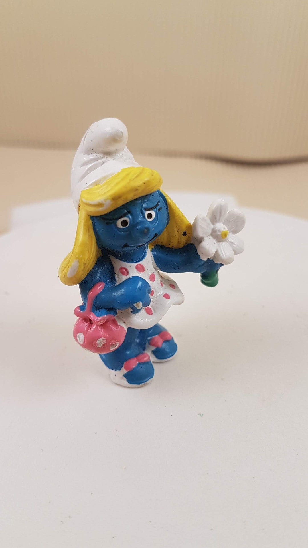 Smurfs Smurfette Holding Flower & Purse 20421 Vintage Rare 1993 Figure ...