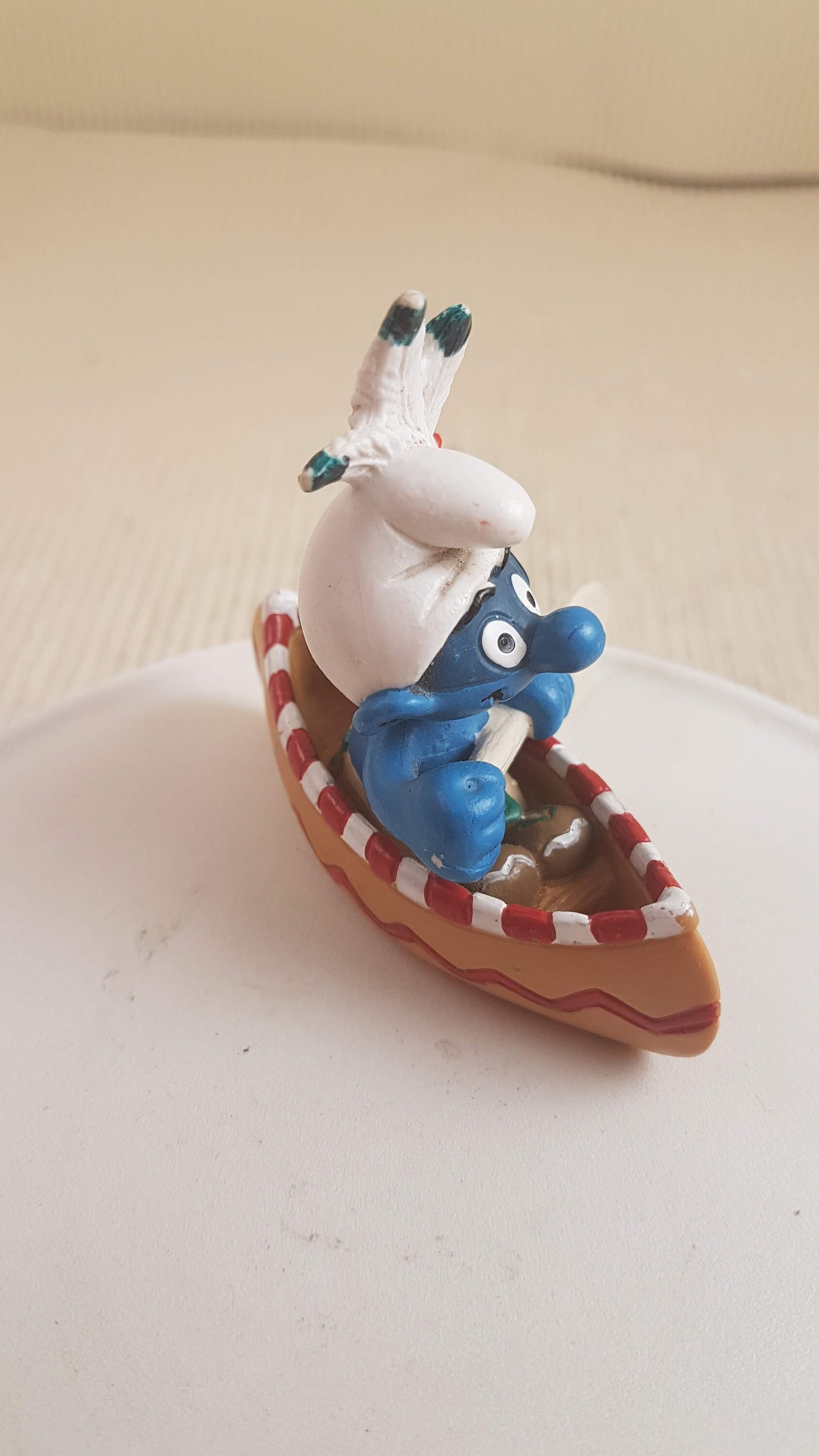 Canoe Indian Smurf 20549 Figure Native American Smurfs RARE Collector ...