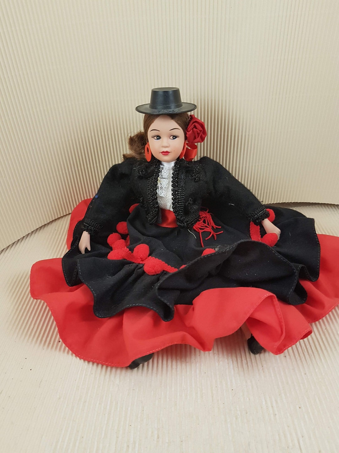 Vintage Doll Collectible Folklore Doll From Spain Red Black Dress ...