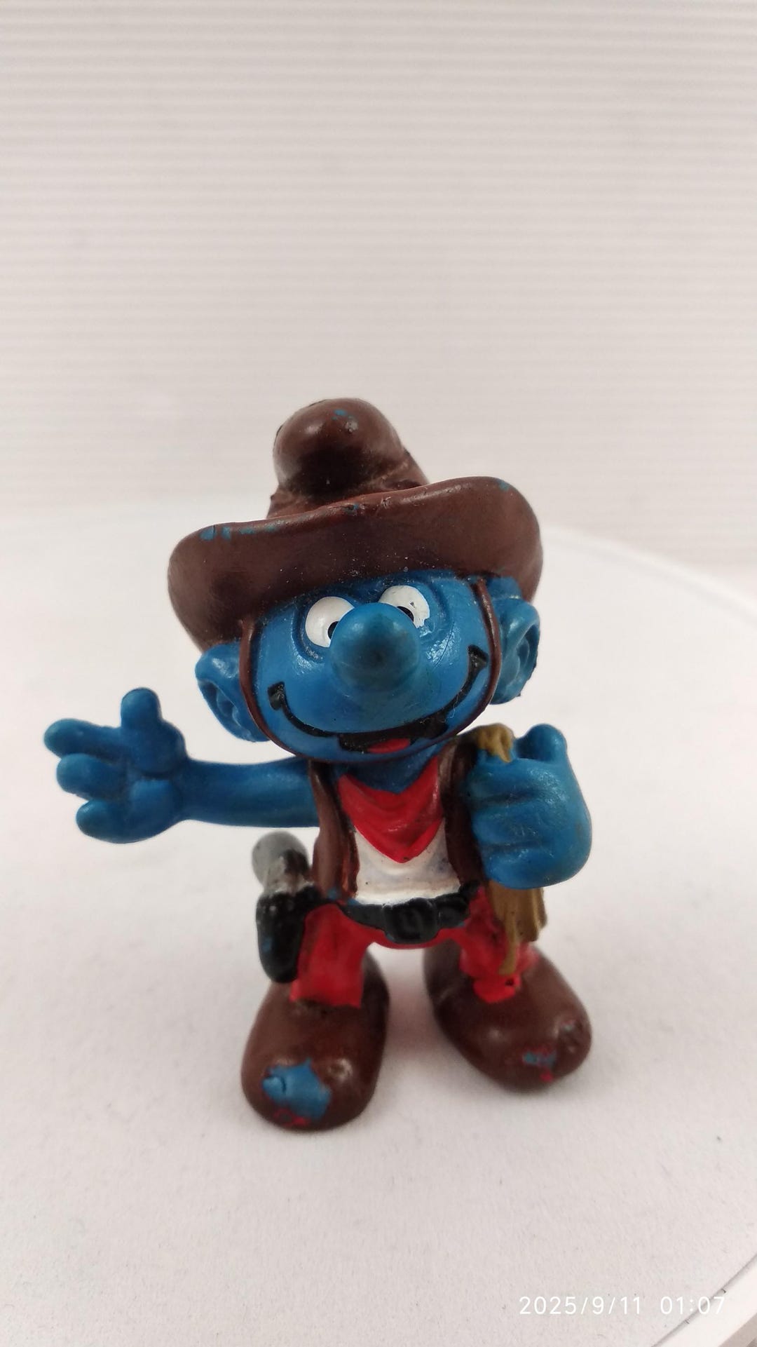 Smurfs Cowboy Smurf Vintage Toy Figure PVC Schleich Figurine 1981 ...