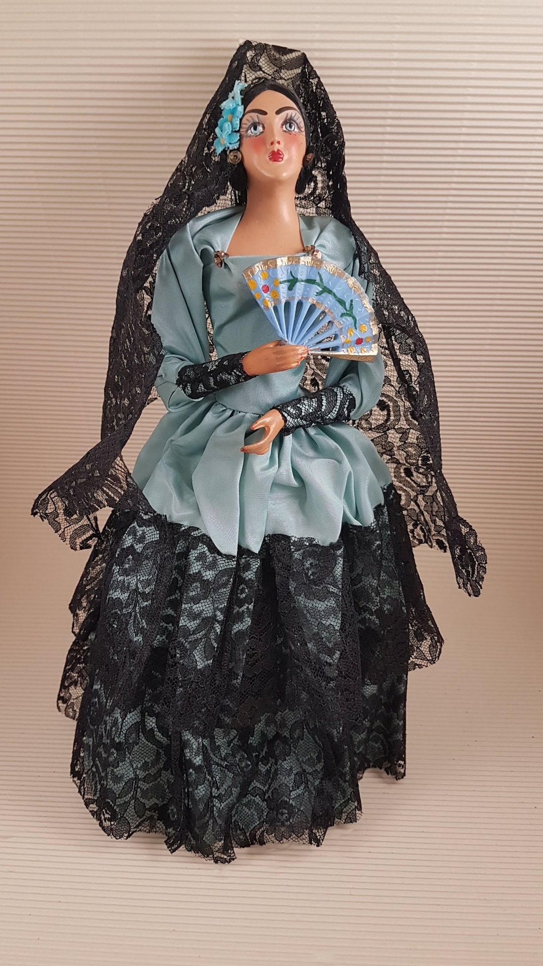 Vintage Doll Collectible Folklore Doll From Spain Blue Black Dress - Etsy