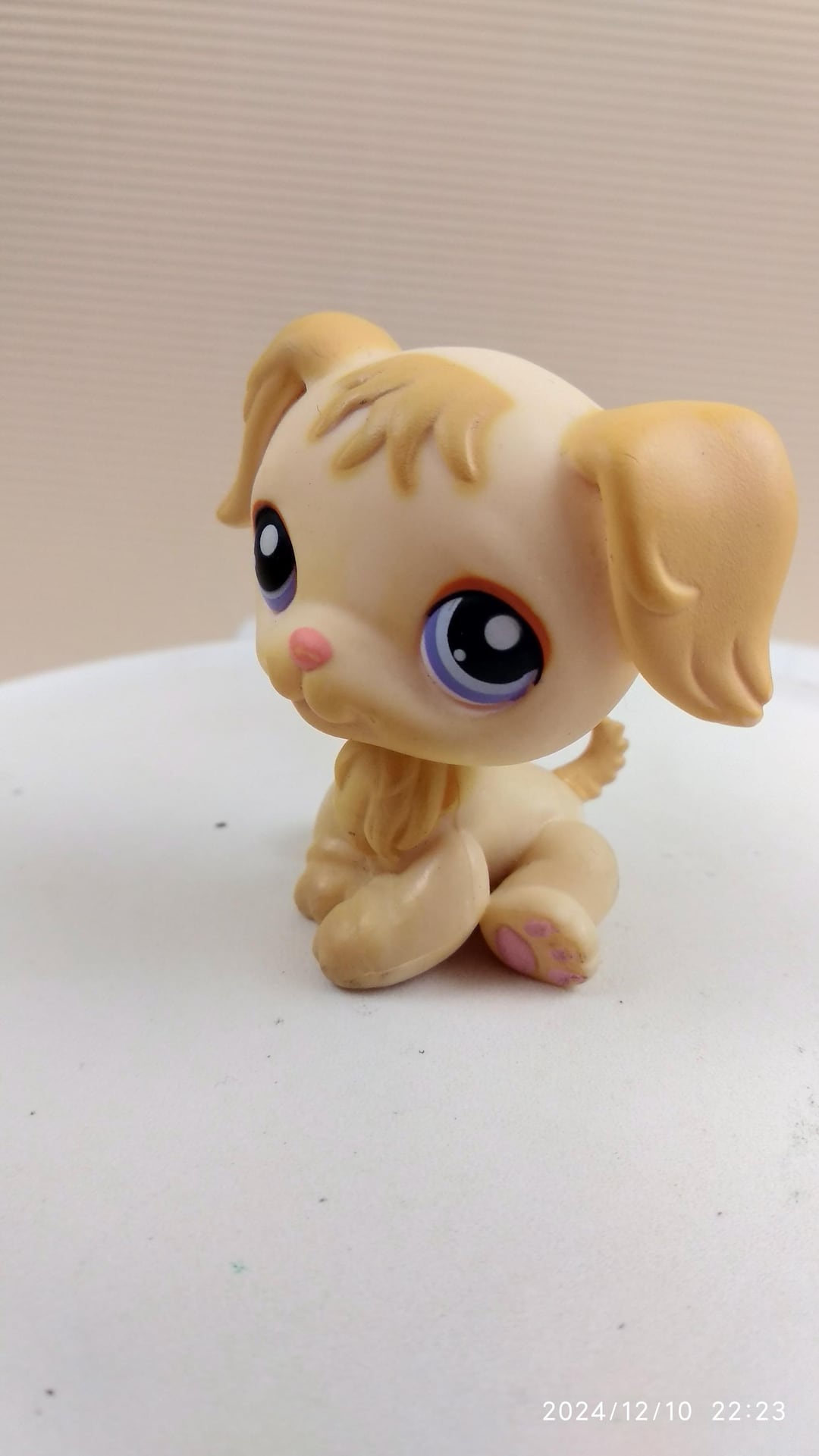 Littlest Pet Shop LPS #140 Golden Retriever Puppy Dog White Blonde Blue ...